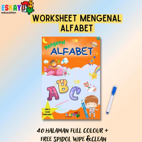 Jual MENGENAL ALFABET WORKSHEET WIPE AND CLEAN buku pra paud dan pra TK ...