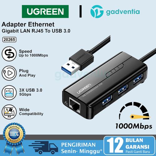 Jual UGREEN Kabel HUB Adaptor USB 3.0 Speed Gigabit With Ethernet RJ45 ...