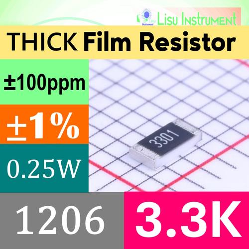 Jual 3.3K 1206 ±1% Thick Film Resistors SMD Chip Resistor 3K3 3301 ...