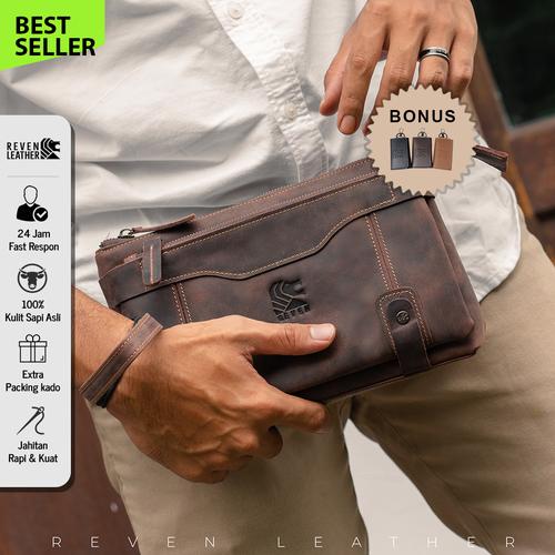 Promo Clutch Pria Handbag Reven Lisbon Kulit Sapi Asli Selempang Cowok ...