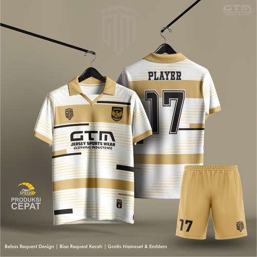 Jual JERSEY BOLA FUTSAL PUTIH CREAM KERAH RETRO ~ FREE CUSTOM DESIGN ...