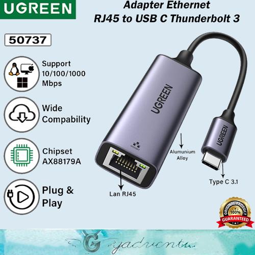 Promo UGREEN Kabel Gigabit USB Type C Ethernet To RJ45 LAN Komputer ...