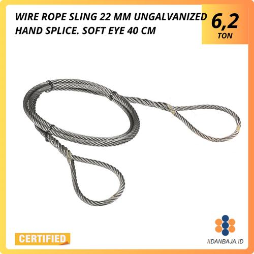 Jual WIRE ROPE SLING 22 MM UNGALVANIZED. HAND SPLICE, SOFT EYE 40 CM ...