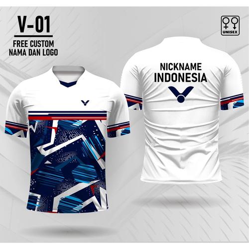 Jual Jersey bulu tangkis victor baju badminton kaos bulutangkis - Biru ...
