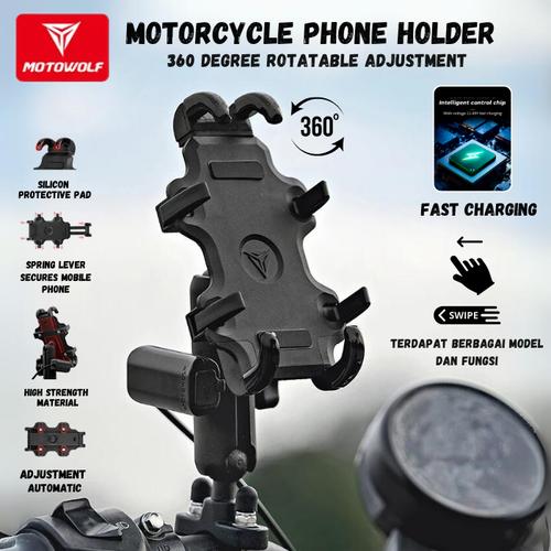 Promo Motowolf Phone Holder Motor Holder Motor Usb Charge Fast Charging ...
