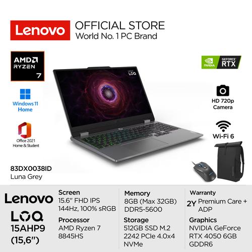 Jual Lenovo LOQ Gaming 15AHP9 38ID AMD Ryzen 7 8845HS Win11 8GB 512GB ...