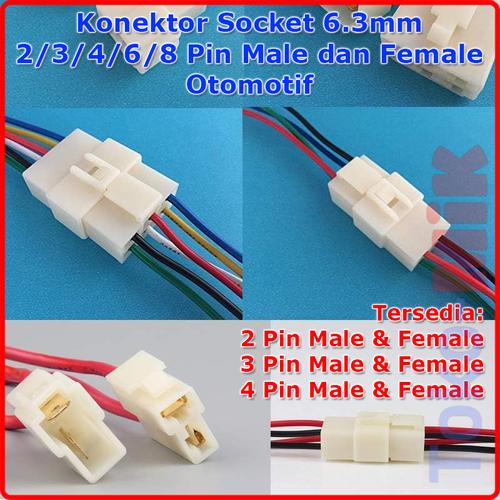 Jual Socket Konektor Motor Otomotif Mobil 6.3mm 6.3 1P 2P 3P 4P 6P 8P ...