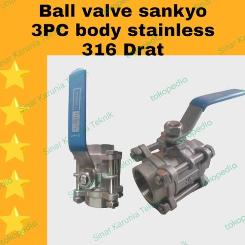 Jual ball valve sankyo 3pc body stainless 316 drat size 4" - Jakarta ...