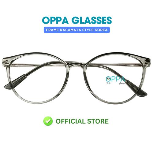 Promo Frame Kacamata Korea Pria Wanita OPPA OP67 GY Abu abu Oval Minus ...