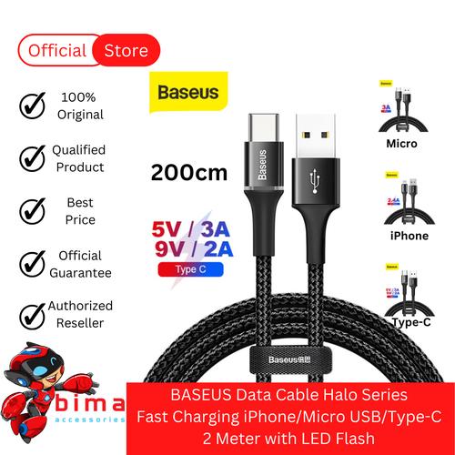 Promo BASEUS Kabel Data Micro / iPhone / Type C 2 Meter Fast Charging Halo - Micro USB 100cm ...