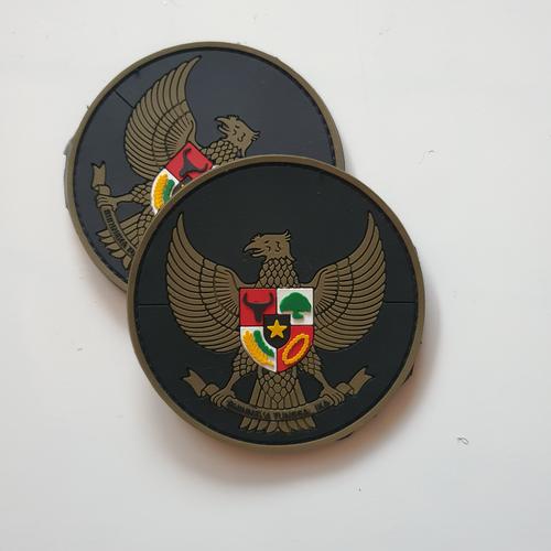 Promo patch rubber logo garuda bulat coklat tempelan aksessoris emblem ...