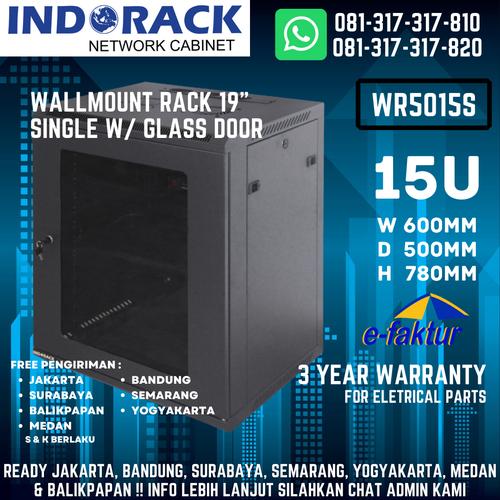 Jual INDORACK WALLMOUNT 15U DEPTH 500MM SINGLE DOOR - WR5015S GLASS ...