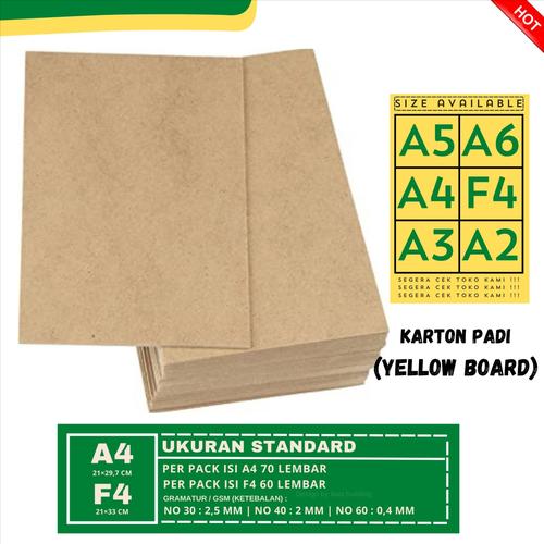 Jual KARTON PADI/YELLOW BOARD/KERTAS HARD COVER NO,30,40,60 - A4, TIPIS ...