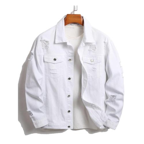 Jual JAKET JEANS PUTIH POLOS MOTIF SOBEK KEREN PREMIUM JEANS BEST ...