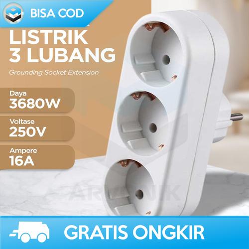 Promo COLOKAN LISTRIK 3 LUBANG PRAKTIS DILENGKAPI PENGAMAN GROUND ABS ...