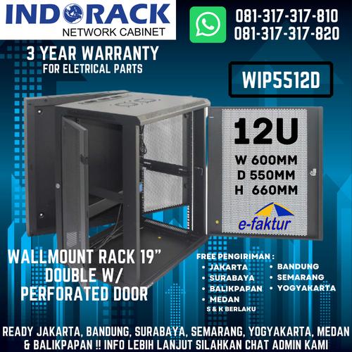Jual INDORACK Wallmount Rack 12U Depth 550mm Perforated Door Rak ...