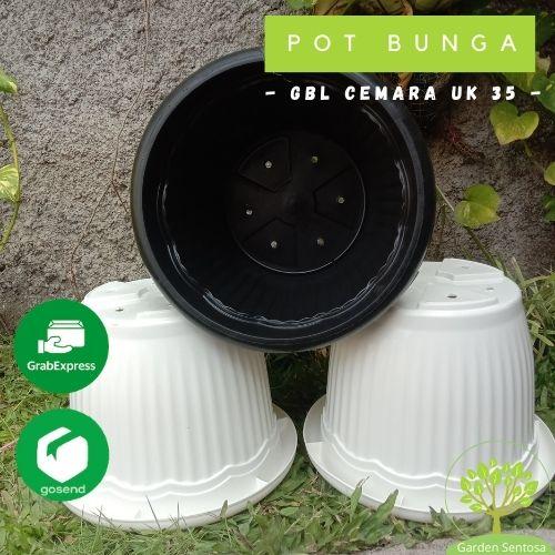 Jual Pot Bunga Plastik Besar Warna Putih Minimalis Ukuran 35cm - Hitam ...