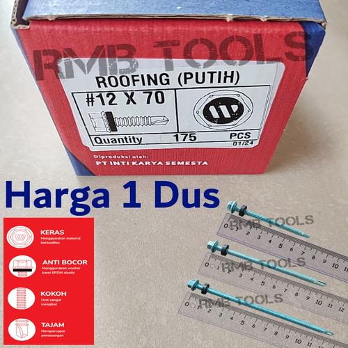 Jual x1Dus Sekrup Baut Roofing SDS Putih Atap 12x70 Baja Ringan Kepala ...