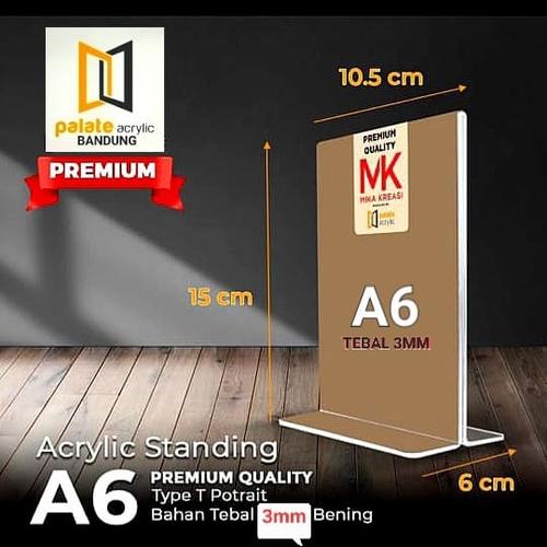 Jual AKRILIK TENT CARD A6 T PORTRAIT TEBAL 3MM/ ACRYLIC TENT HOLDER A6 ...