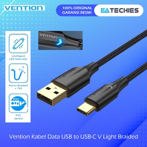 Jual Vention Kabel Data Usb Type C Braided LED USB-A to Tipe C Android ...