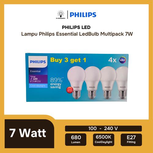 Promo Lampu LED Bulb Pack isi 4 Philips Essential Ledbulb 7W E27 A60 ...