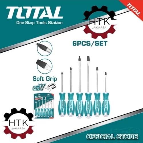 Jual 6 pcs screwdriver obeng set Total Obeng plus minus screwdriver set ...