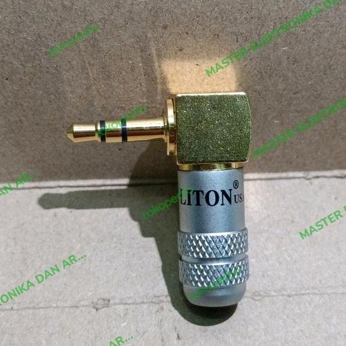 Jual jack jek jeck kepala colokan mini stereo 3,5mm liton gold siku L ...