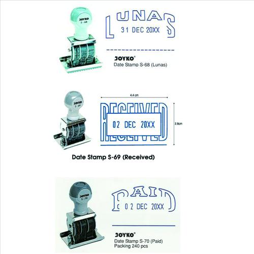 Jual Joyko date stamp / stempel tanggal lunas S-68/received S-69/paid S ...