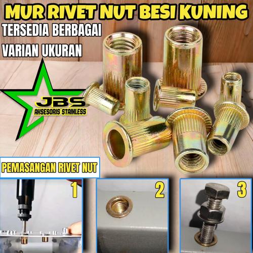 Jual MUR RIVET NUT KUNING RIVNUT BESI CARBON STEEL - NUTSERT TANAM ...