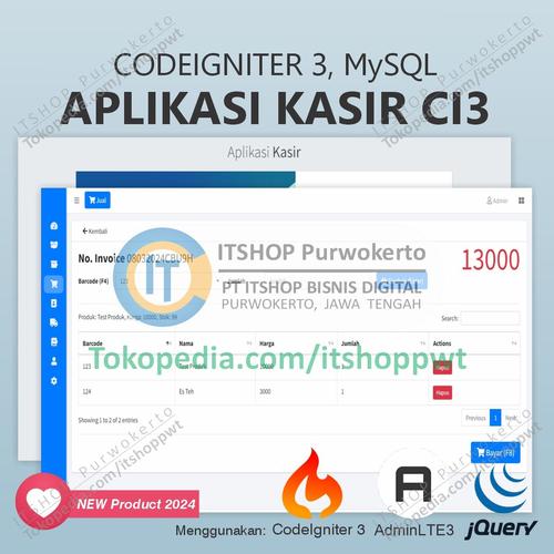 Jual Source Code Aplikasi Web Kasir menggunakan Codeigniter 3 Jquery Ajax - Kab. Banyumas ...