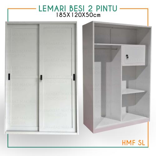 Jual Lemari Pakaian Kaca 2 Pintu Sliding Besi Lemari Baju Metal Wardrobe - 2P JUM HMF SL - Kota ...