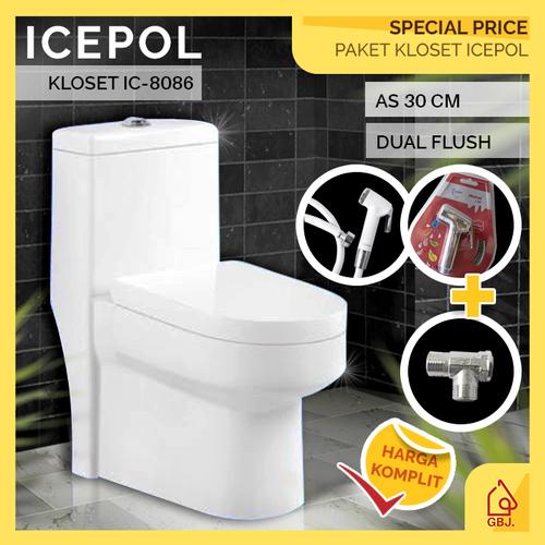 Jual SET KLOSET DUDUK ONE PIECE ICEPOL IC 8086 + JET SHOWER / MONOBLOK ...