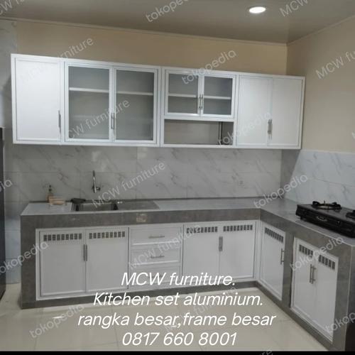 Jual CUSTOM KITCHEN SET ALUMINIUM TEBAL PUTIH MINIMALIS/HARGA PERMETER ...