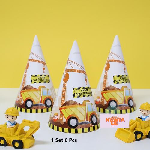 Jual CME03 Cake Topper Mainan ALAT BERAT RAMBU JALAN SET Excavator Hias ...