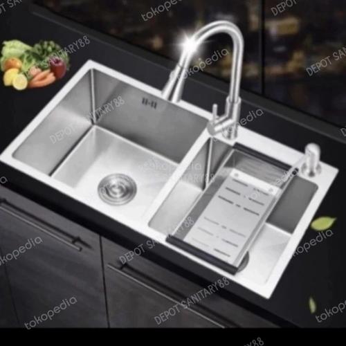 Jual Kitchen zink 8245 komplit/bak cuci piring 2 lubang 8245 komplit ...