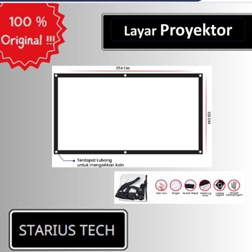 Jual EROC Screen Proyektor 100 Inch-Kain Polyster sreen projector layar ...