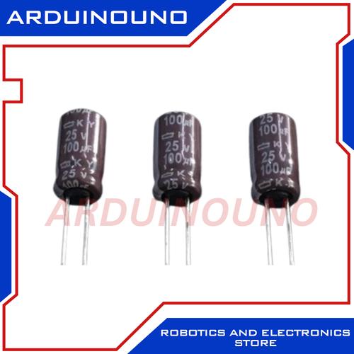 Jual CAPASITOR 100UF 25V KAPASITOR ELCO CAPACITOR 100 MIKRO 25VOLT ...
