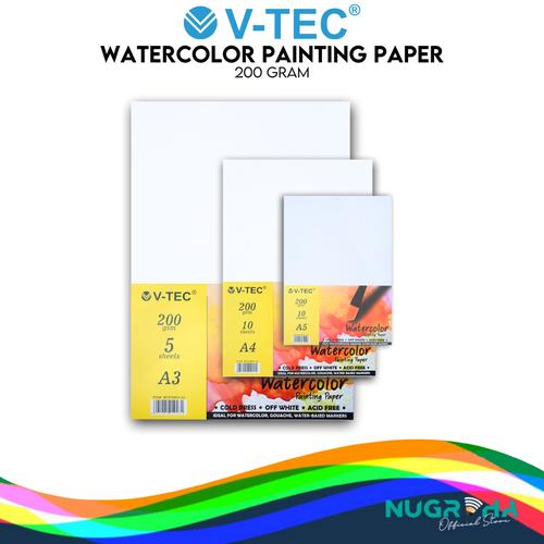 Jual V-Tec Watercolor Painting Paper / Kertas Lukis Cat Air 200 gsm WCP ...