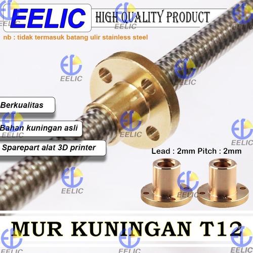Jual EELIC MUR-T12LP2MM T12 Lead Screw Brass Nut D 12mm Pitch 2mm Lead ...