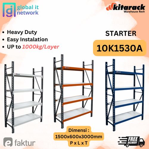 Jual RAK GUDANG BESI STARTER HEAVY DUTY 1000KG/LAYER TINGGI 3M PANJANG ...