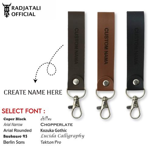 Jual Keychain Leather Custom Nama Gantungan Kunci kulit - Panjang ...