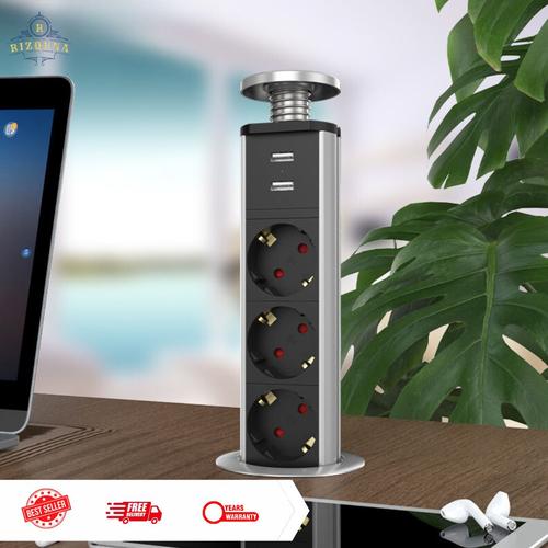 Jual Stop Kontak Meja Pop Up Bulat Tabung Plug Socket With USB Port ...