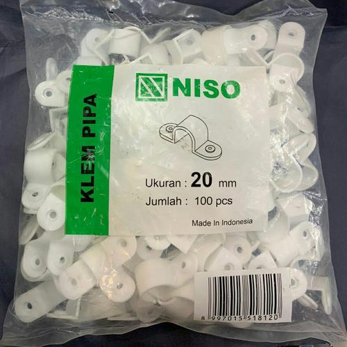 Jual Klem nisso 20mm putih penjepit pipa pvc klem pipa listrik ...