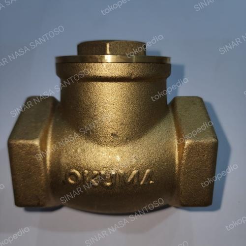 Jual Swing Check Valve Kuningan OKUMA Drat 2" inch brass kuningan ...