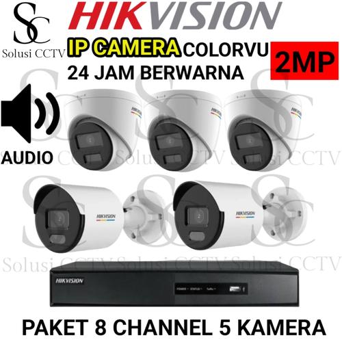 Jual PAKET IP CAMERA HIKVISION COLORVU 5 CAMERA 8 CHANNEL 2MP POE ...