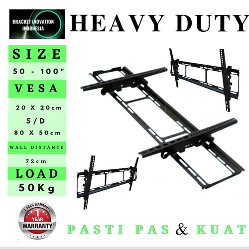 Jual bracket braket tv uhd led heavy duty 90 85 80 75 65 60 55 50 43 ...
