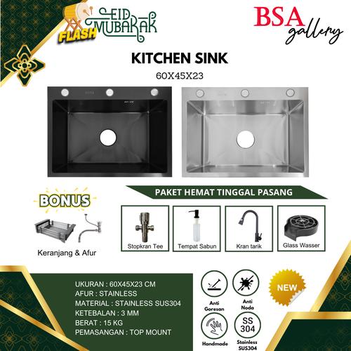 Jual KITCHEN SINK STAINLESS TEBAL KOMPLIT KERAN RAK /BAK CUCI PIRING ...