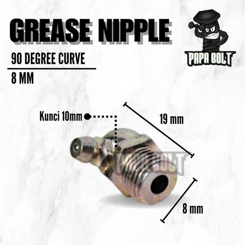 Jual Grease Nipple / Nepel Grease (Steel) SANWA S.K 8mm 90° Bengkok ...