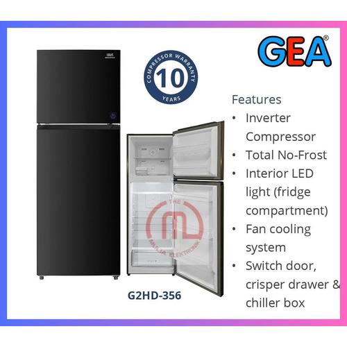 Jual GEA Kulkas 2 Pintu No Frost G2HD-356 / G2HD 356 - BLACK INOX ...