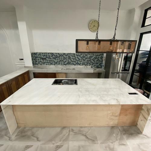 Jual kitchen set marmer putih bianco | kitchen island marmer putih ...